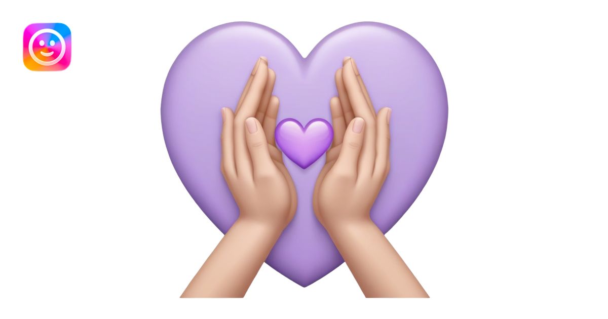 Hands joined in prayer with a pale purple heart emoji | AI Emoji Generator