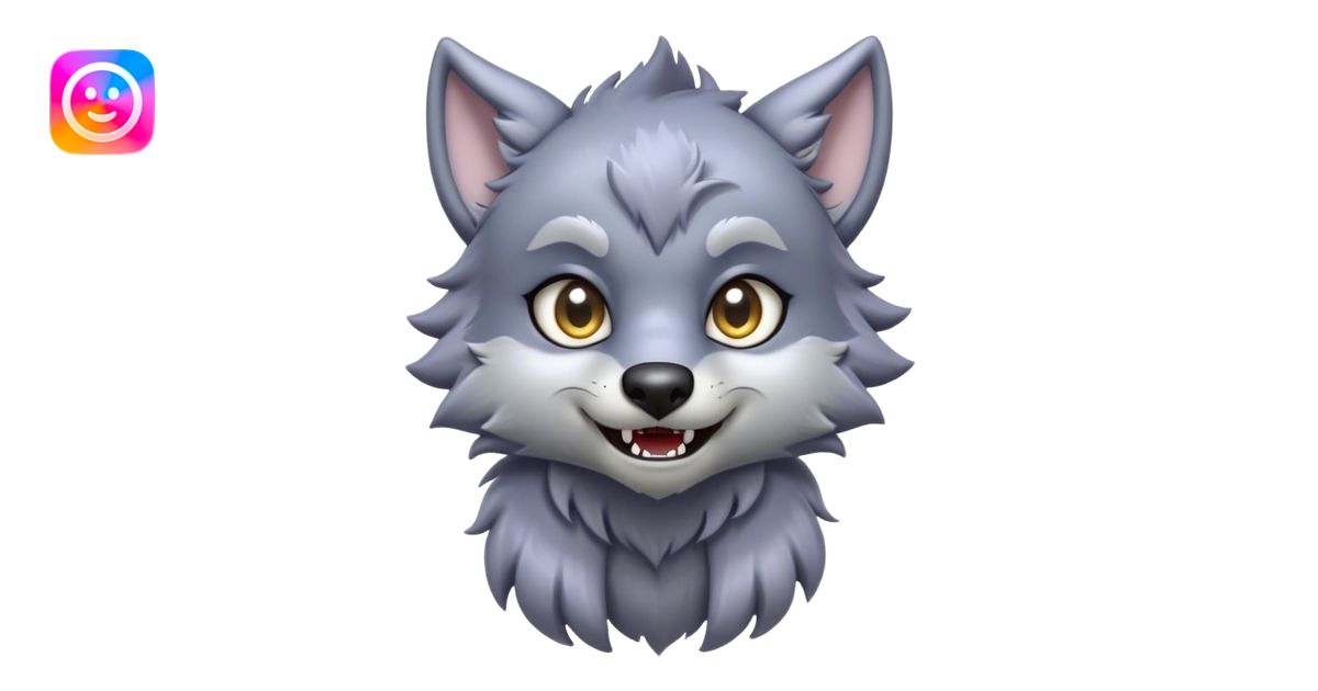 Cinematic Cute Werewolf Portrait Emoji, with a cuddly, miniature lupine ...