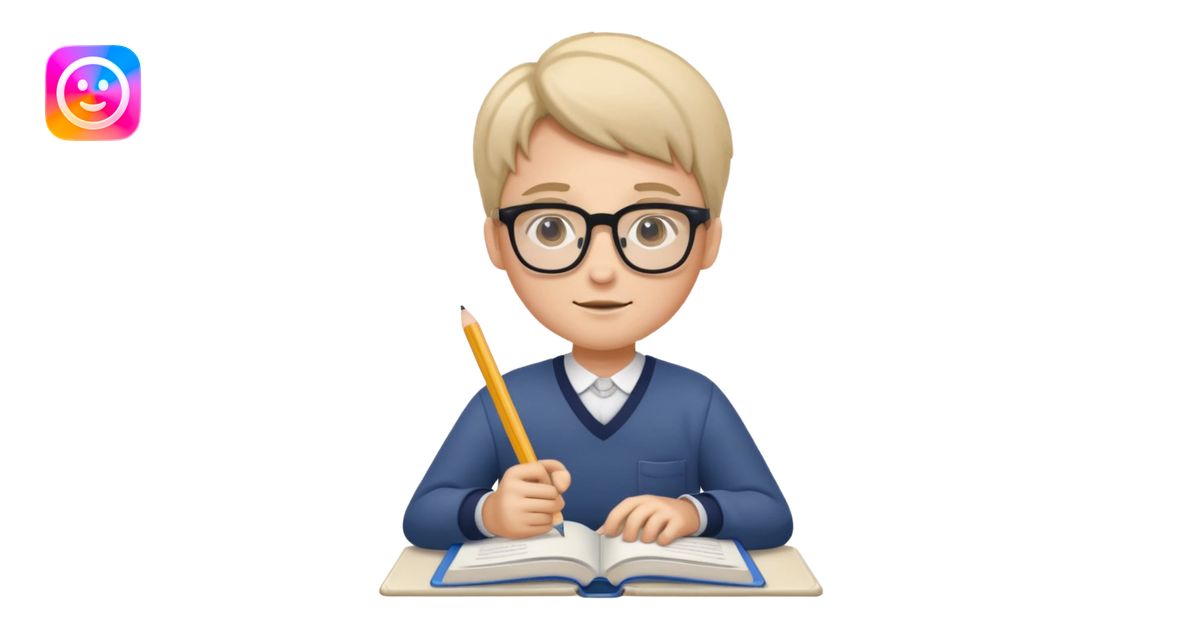 The student is studying with textbooks and notebooks open emoji | AI ...