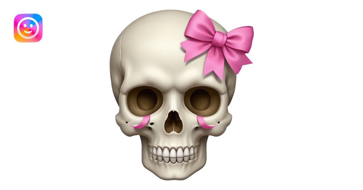 A skull with a small pink ribbon on the side of its head emoji | AI ...