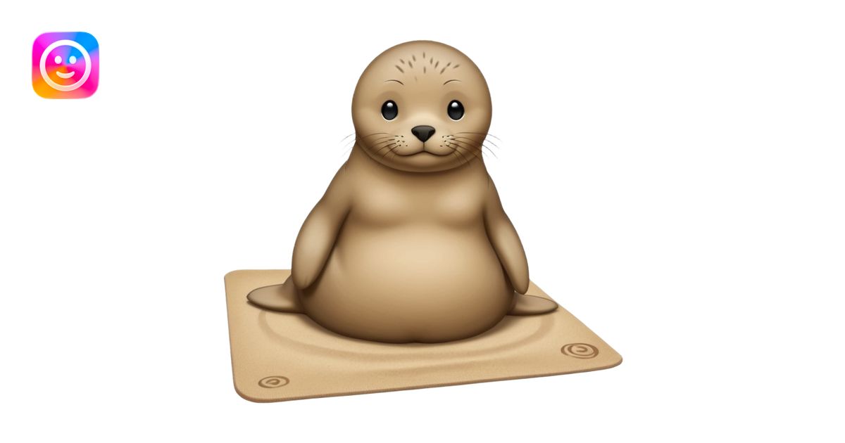 Seal on yoga mat on sand emoji | AI Emoji Generator
