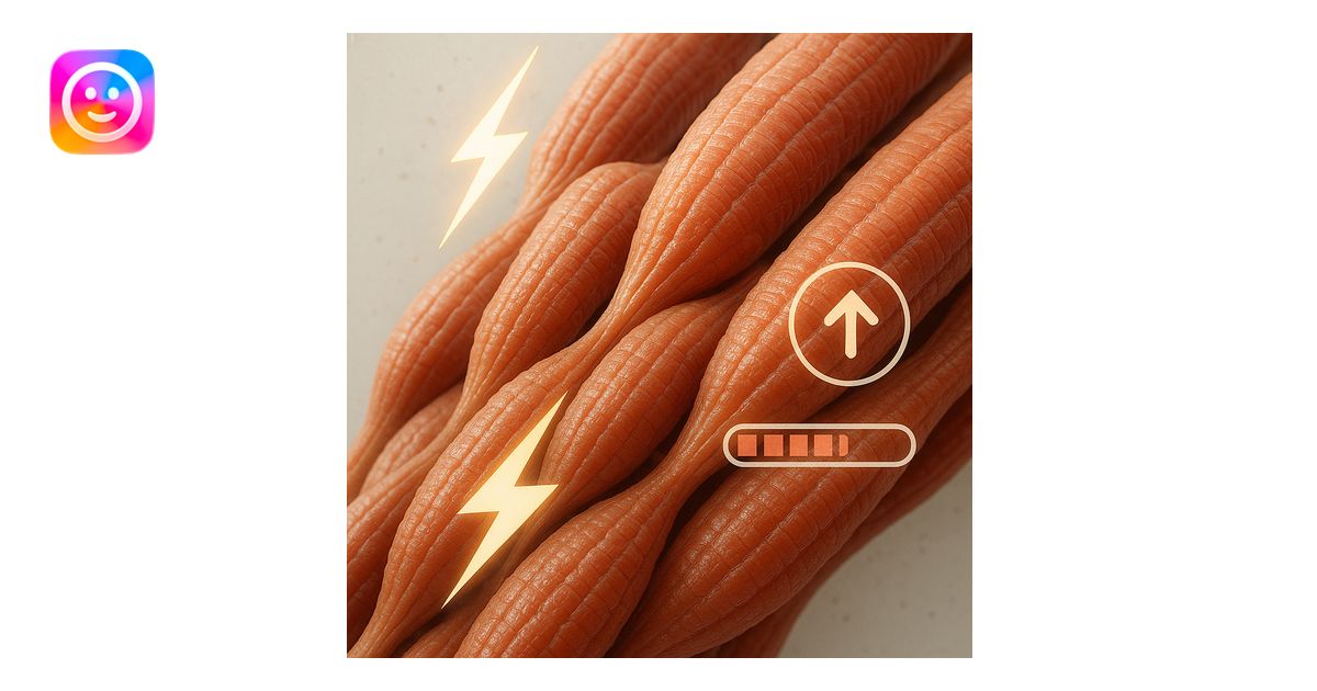 hyper realistic image of fast-twitch muscle fibers, expanded and ...