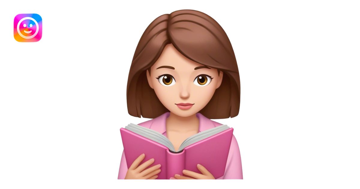 a brown haired, fair skinned female reader reading a pink romance novel ...