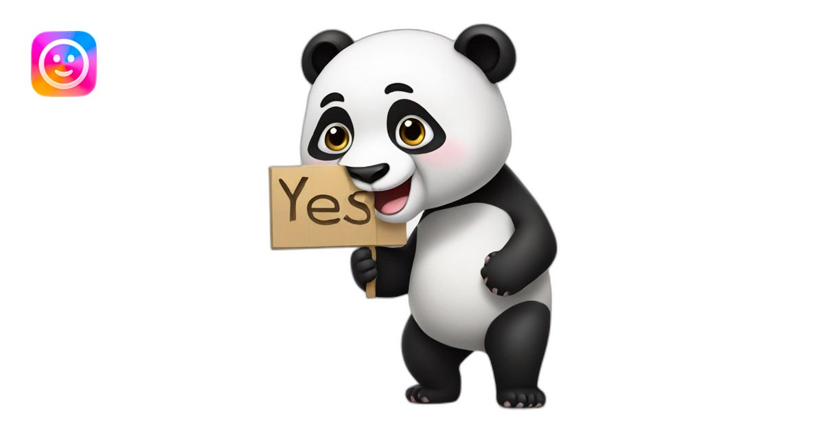 Panda holding a sign that says YES emoji | AI Emoji Generator