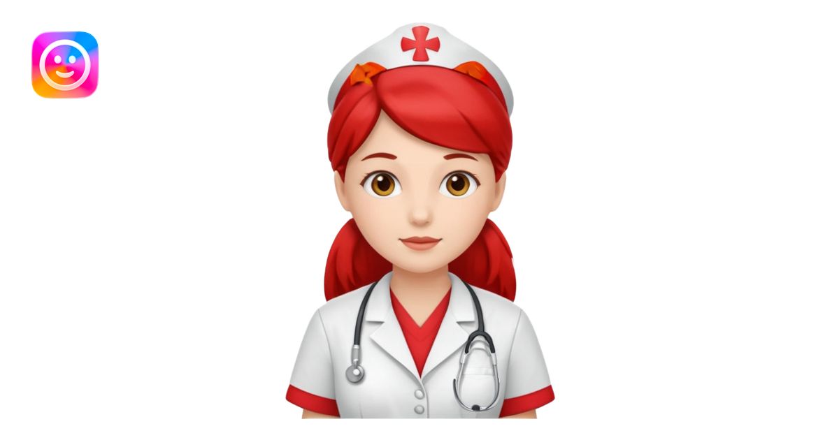 Nurse wearing red emoji | AI Emoji Generator