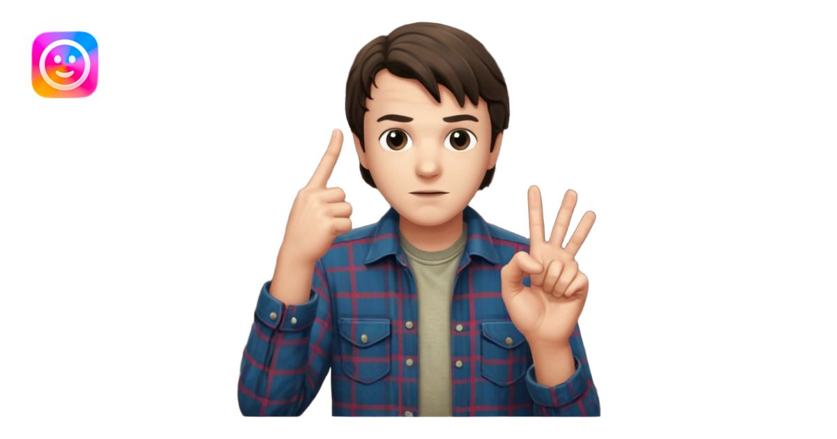 Derek from stranger things pointing the middle finger in the barn emoji ...