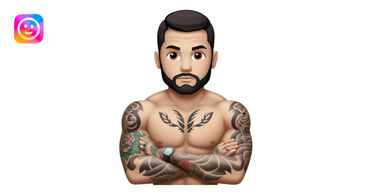 tattoo man, white skintone, more highlight the tattoo, body builder ...