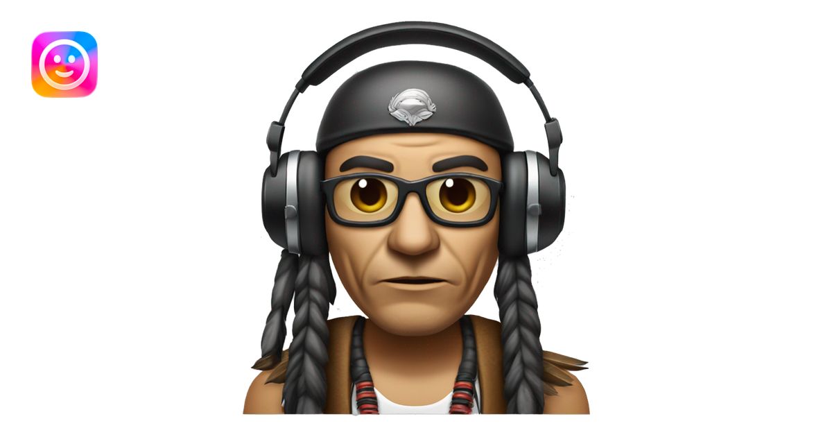 Indian chief bobber sagebrush with headset on emoji | AI Emoji Generator
