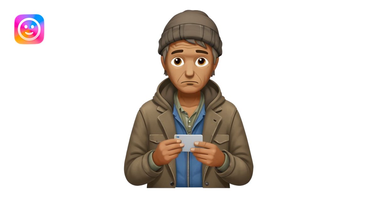 a homeless guy begging for money but with a card reader instead emoji ...