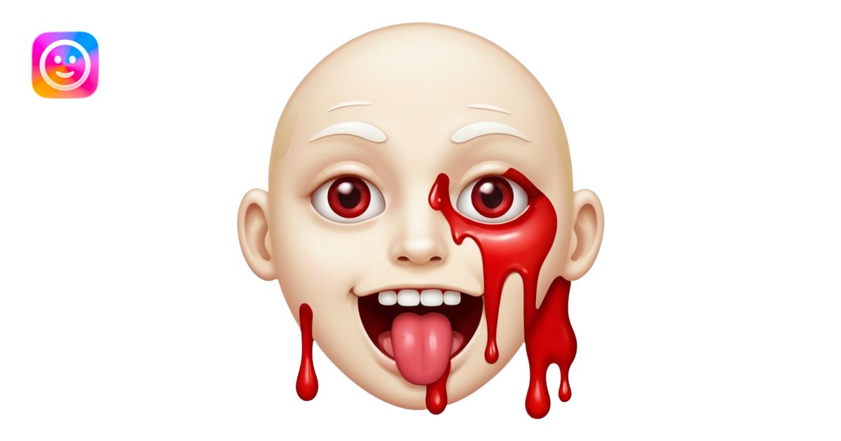 Spilt white glue on their face and smiling with their tongue out but ...