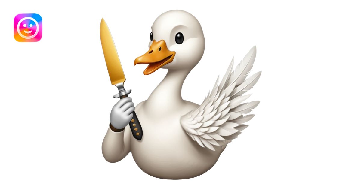 goose holding knife in mouth emoji | AI Emoji Generator