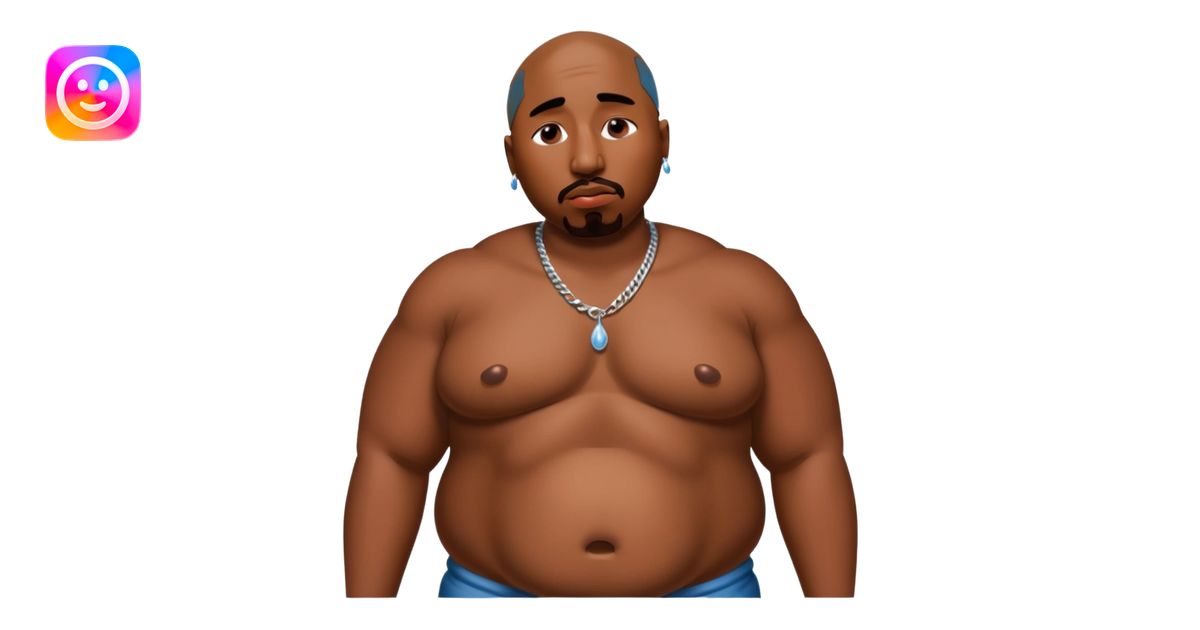 tupac, sobbing large tears, really fat and obese belly emoji | AI Emoji ...