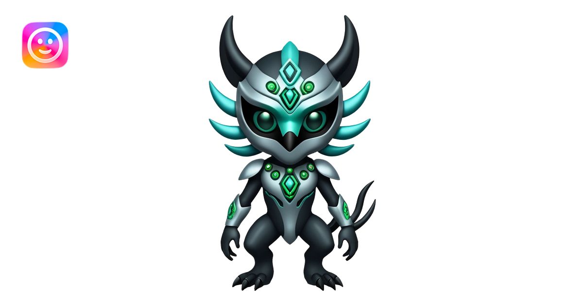 Silvery grey shiny alloy Cyber-Lombax-Fakémon-creature with dark black ...