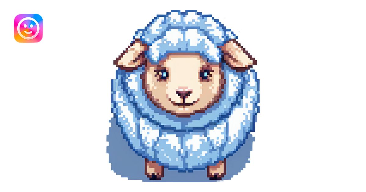dreamy pastel blue sheep with fluffy wool and sleepy expression, like ...