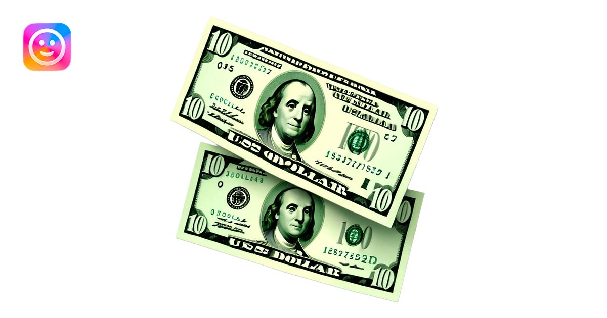 3D realistic US 100 dollar bill sticker, slight perspective, centered ...