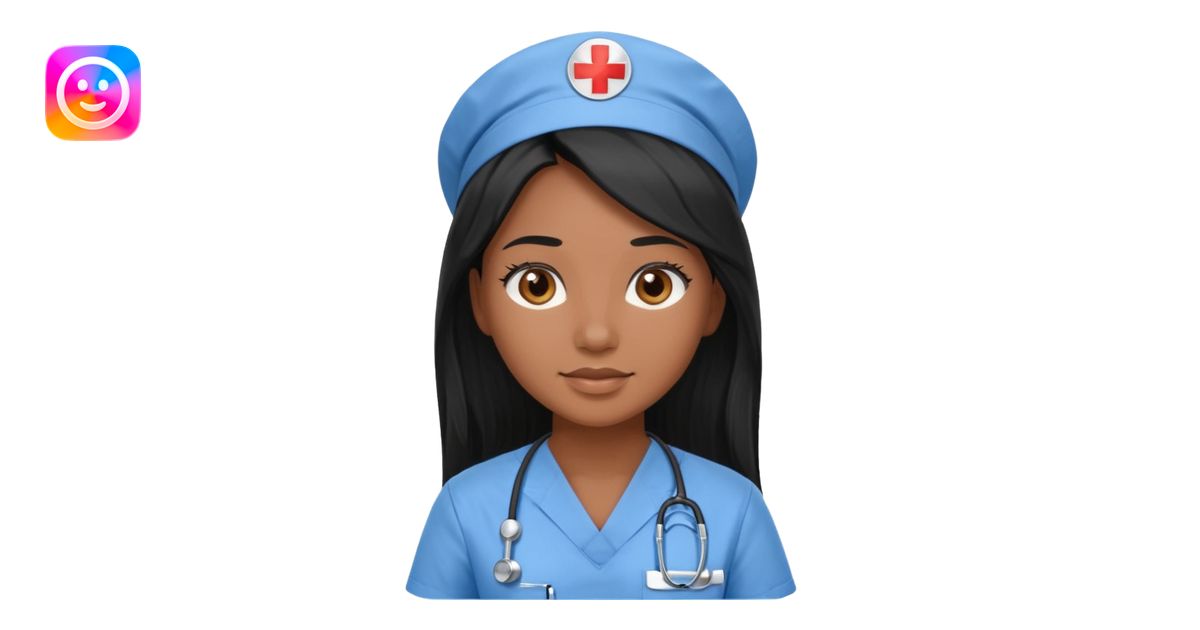 pretty brown skin nurse with long black hair and brown eyes in light ...