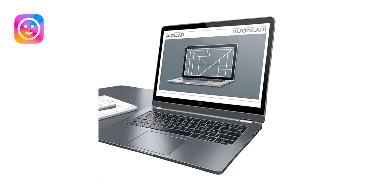 create an emoji of a laptop that has the program autocad architectural ...