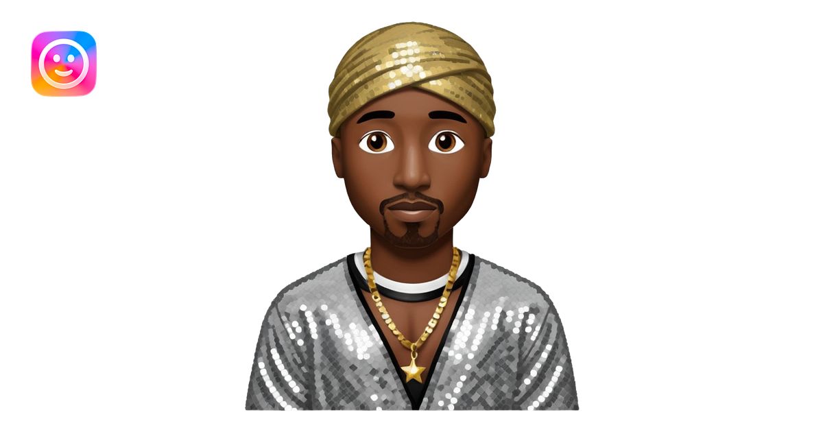Tupac with silver sequin outfit emoji | AI Emoji Generator