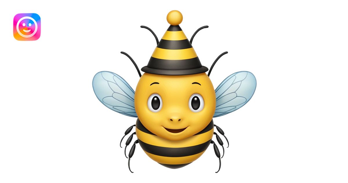 Bees with Birthday Hat, Happy bee with striped party hat emoji | AI Emoji Generator