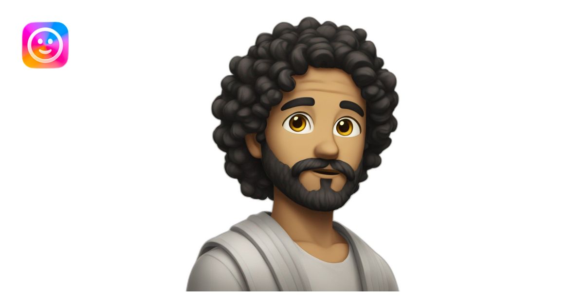 men with black curly hair and beard ascend to god tier emoji | AI Emoji ...