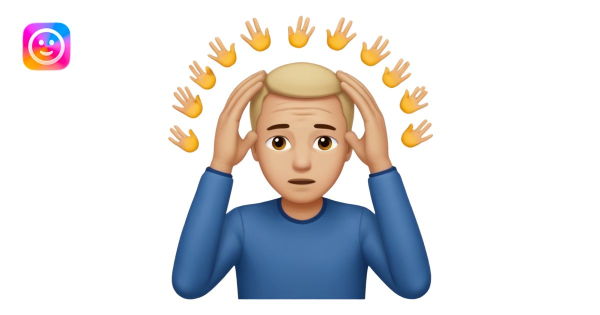 An overwhelmed man touching his forehead with his hands. emoji | AI ...
