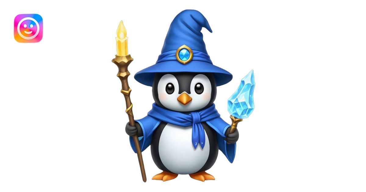 Penguin Wizard emoji | AI Emoji Generator