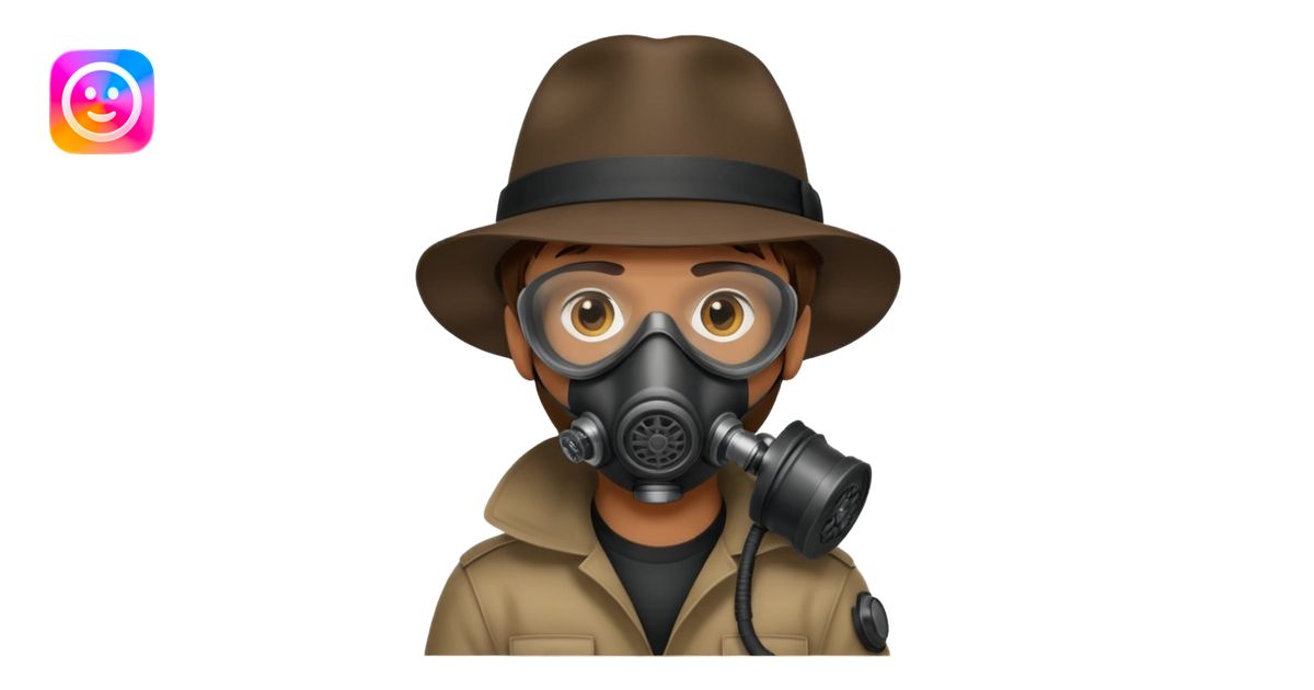 Male Hacker with a fedora with brown hair wearing a gasmask emoji | AI ...