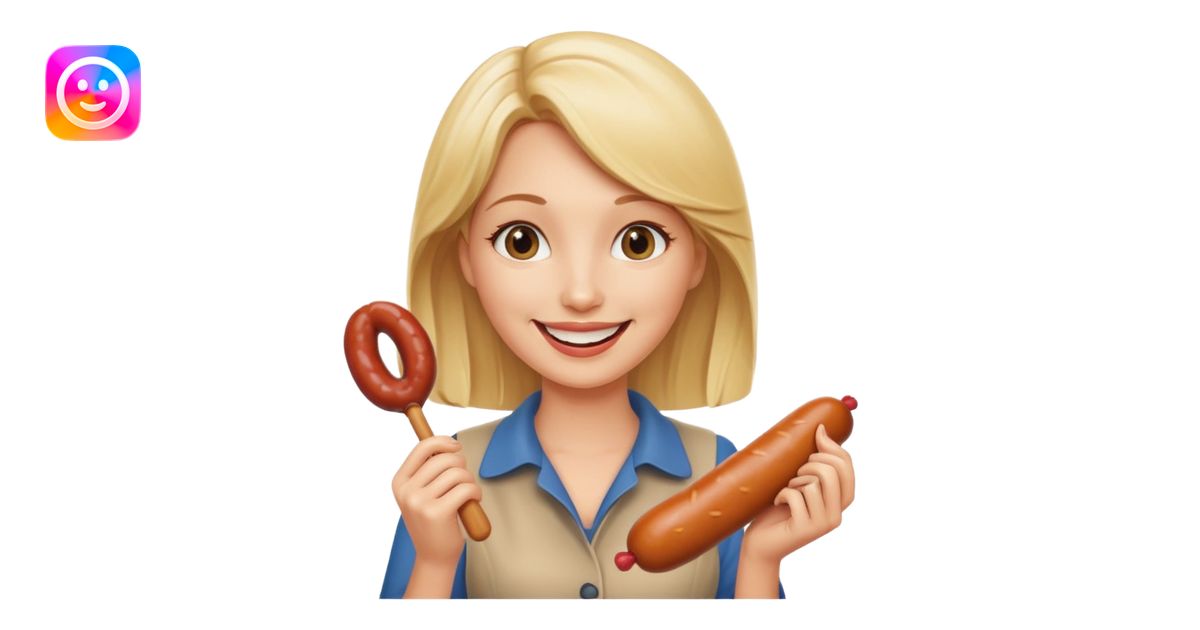 Naked blonde with both hands holding weiner emoji | AI Emoji Generator