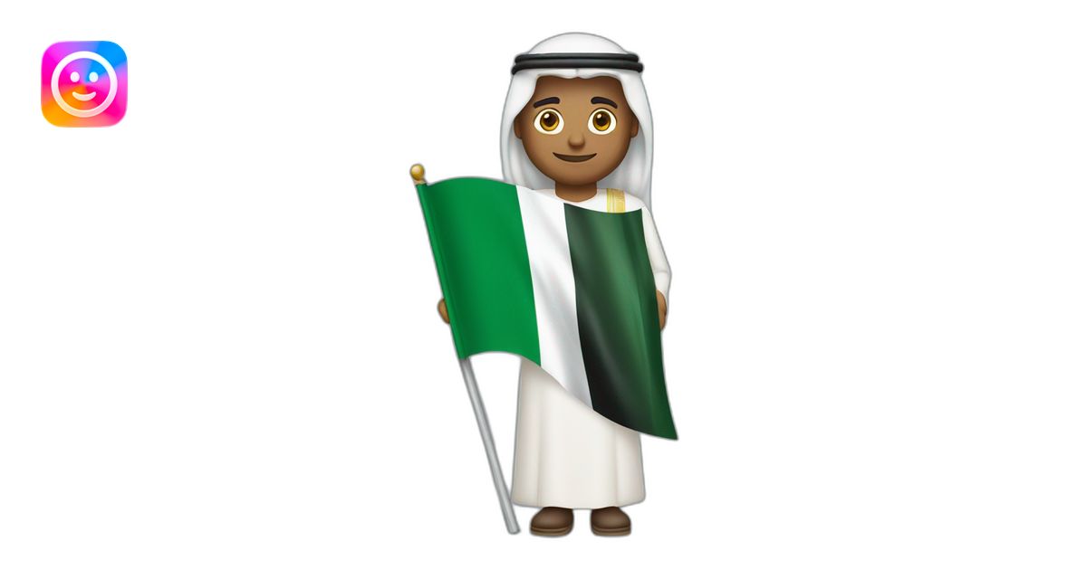 Arabic man holding Saudi Arabia flag emoji | AI Emoji Generator