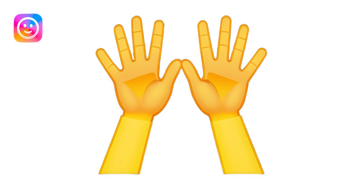Pixel art emoji, two hands up, 8-bit style, energetic yellow and orange ...