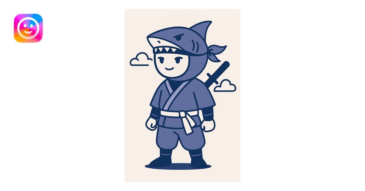 shark-themed ninja character inspired by DeepSeek, blending shark ...