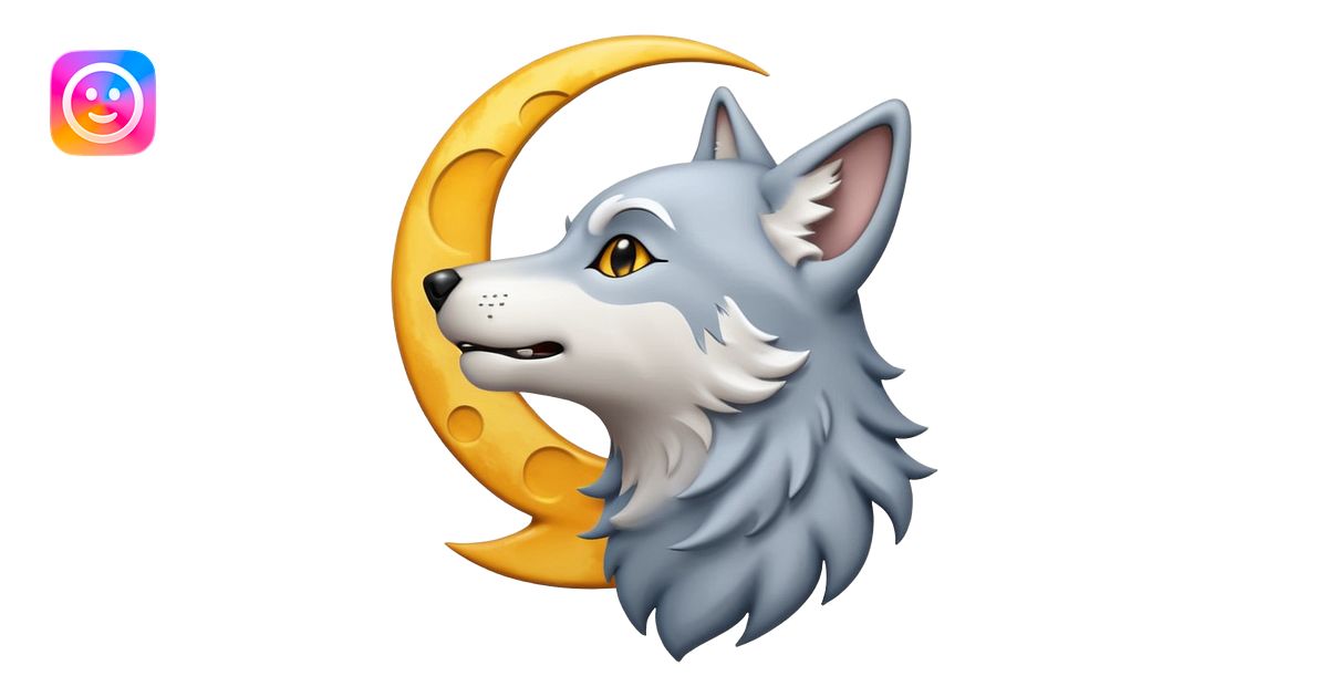 emoji of a howling wolf facing the moon, with its head tilted upward ...