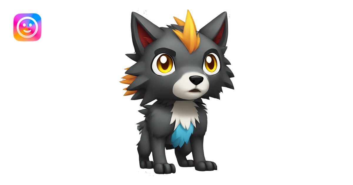 Edgy Colorful Digimon-Fakemon-Wolf full body emoji | AI Emoji Generator