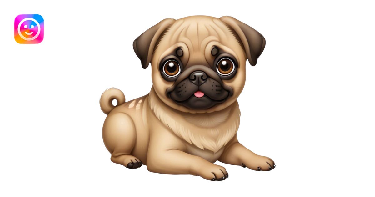 Cinematic Cute Fawn Pug Portrait Emoji, Head tilted playfully and ...