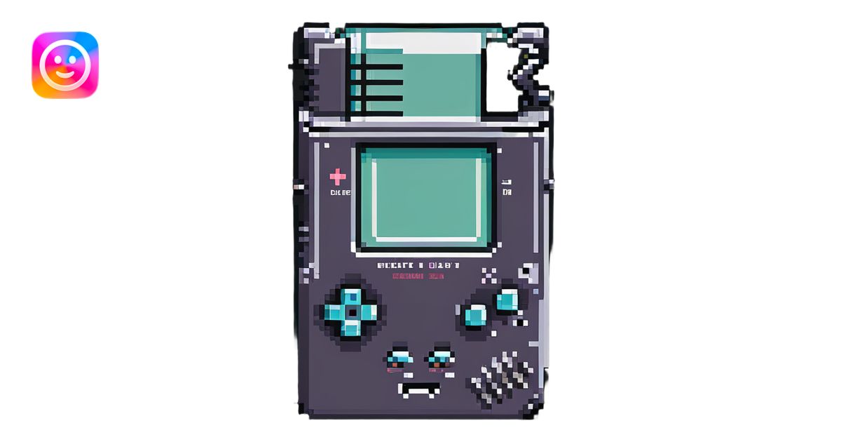 A retro pixel art GameBoy game cartridge with vibrant colors ...