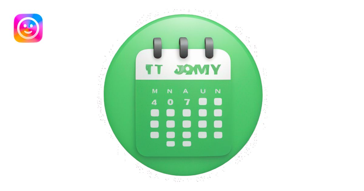 a calendar, in a circle, green colour emoji | AI Emoji Generator