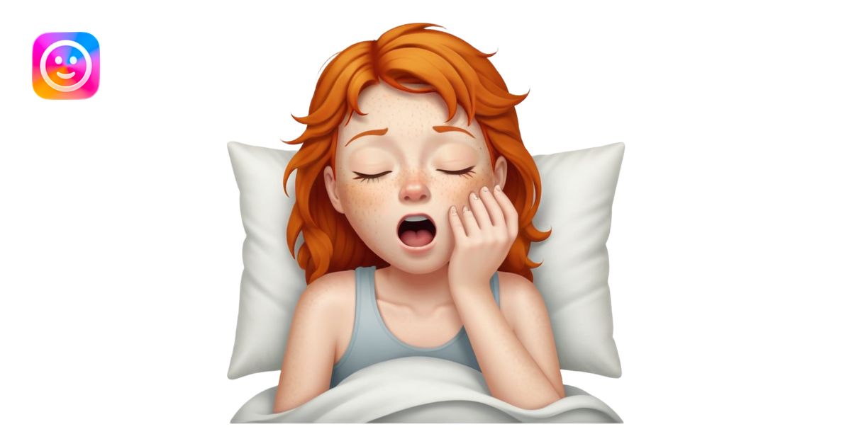 Ginger girl trying to wake up in early morning emoji | AI Emoji Generator