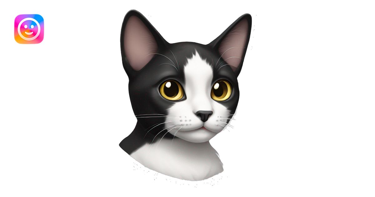 Black white cat emoji | AI Emoji Generator