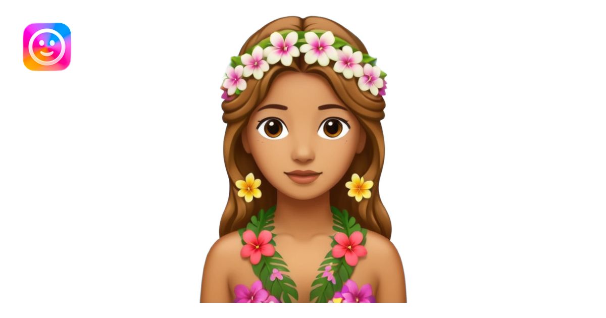 Hawaiian with flowers waterfall emoji | AI Emoji Generator