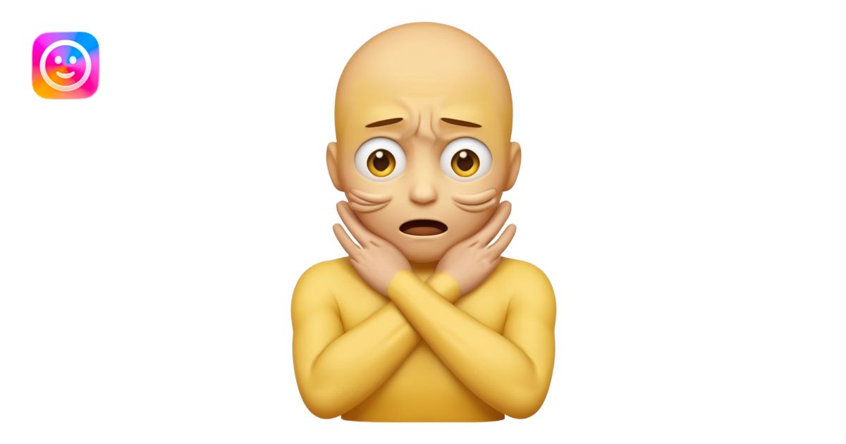Yellow face emoji strangling itself with 2 arms crossed and hands ...