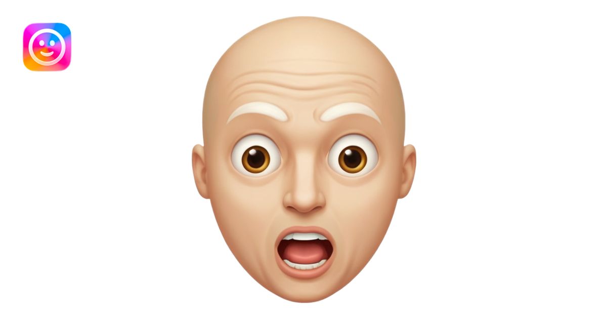 Cabaret portrait of a bald man with a whitened face and made-up eyes ...