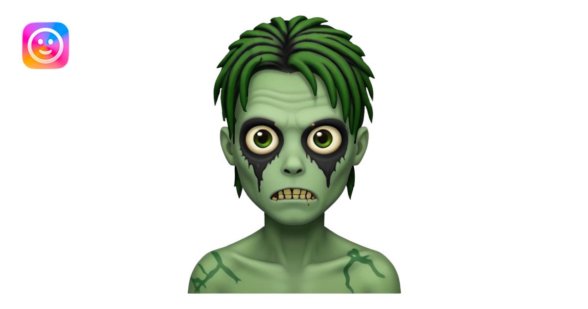 make a zombie boy emoji (headshot only) that has black dreads with ...