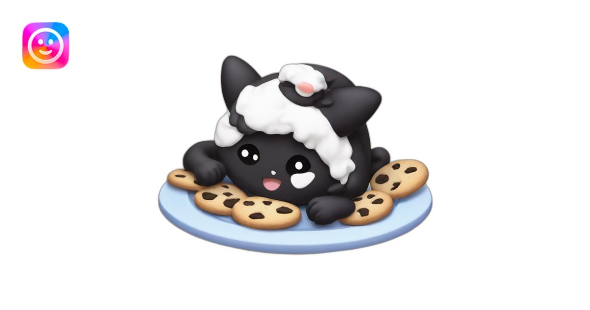 Kuromi eating cookies emoji | AI Emoji Generator