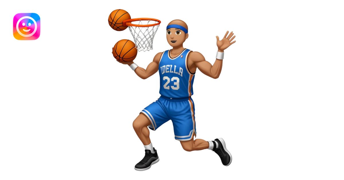 Cell from dragonball dunking a basketball wearing a custom jersey emoji ...