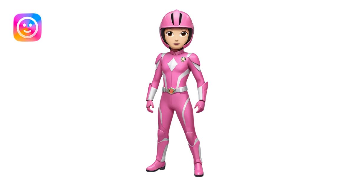 Pink ranger with face covered helmet emoji | AI Emoji Generator