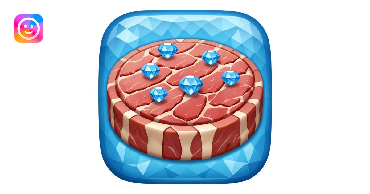 Meat with diamond textur and blue color emoji | AI Emoji Generator