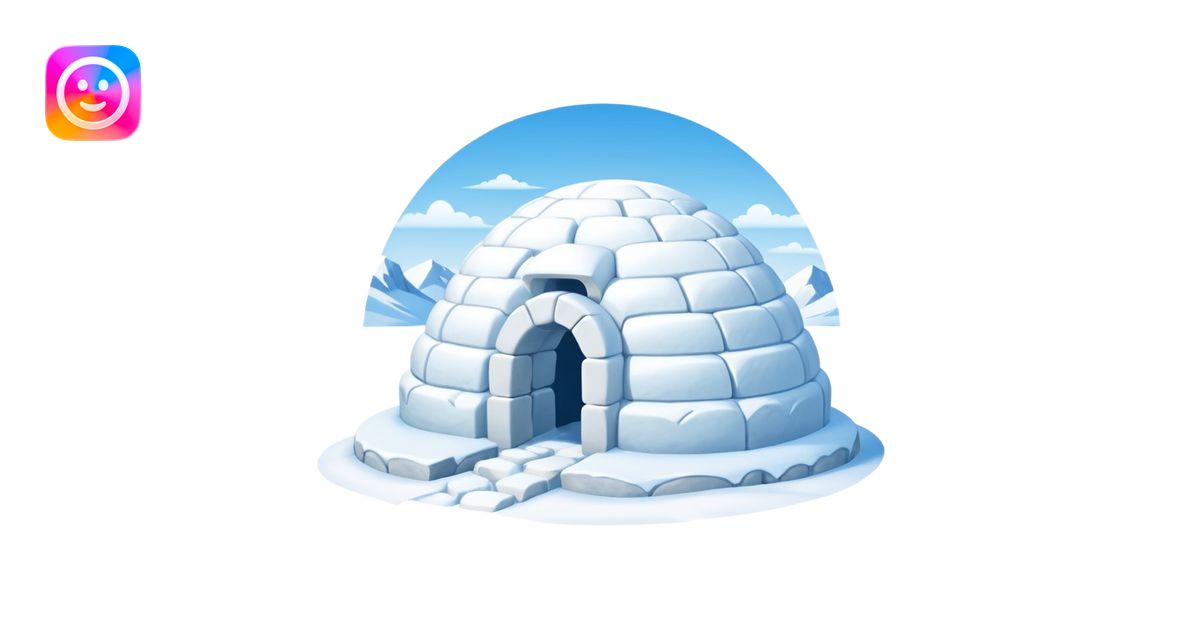 A traditional snow igloo on a vast snowy plain under a clear blue sky ...