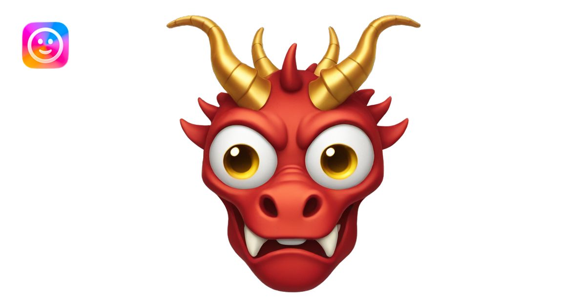 red dragon face with golden horns apple emoji emoji | AI Emoji Generator