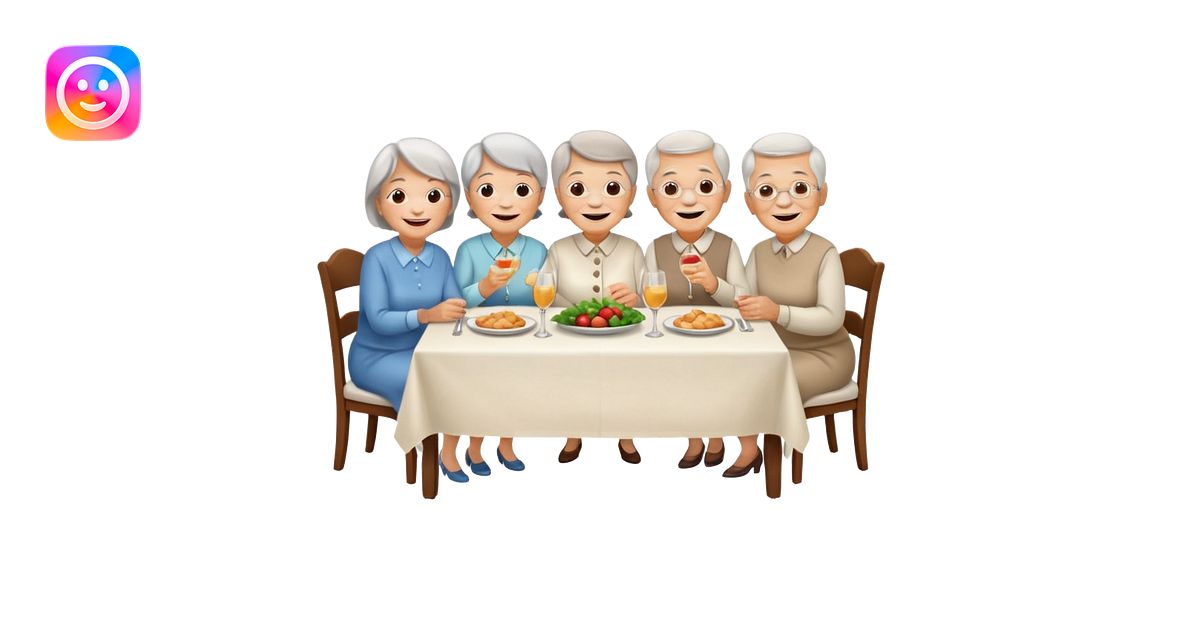 4 elderly people having dinner emoji | AI Emoji Generator