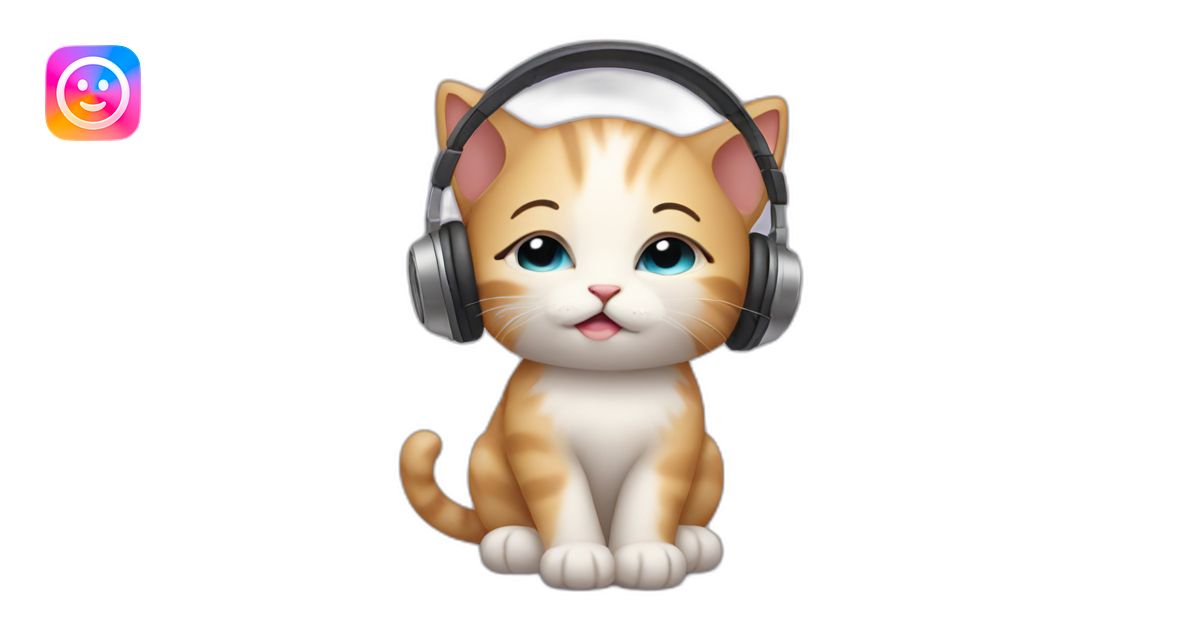 sad kitten listening to music with eyes closed emoji | AI Emoji Generator